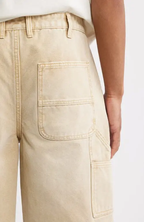 ELWOOD Ripped Carpenter Denim Shorts - Khaki