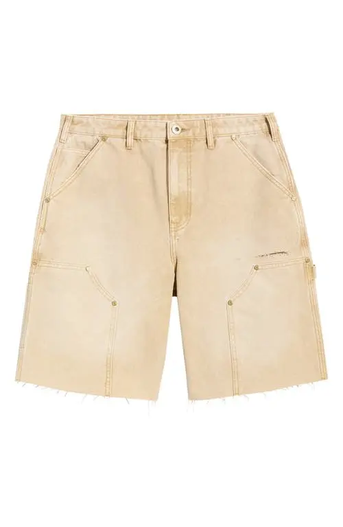 ELWOOD Ripped Carpenter Denim Shorts - Khaki