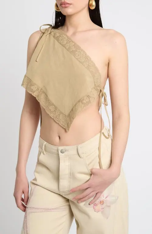 MUSE ASSEMBLY Embroidered Hanky One Shoulder Top