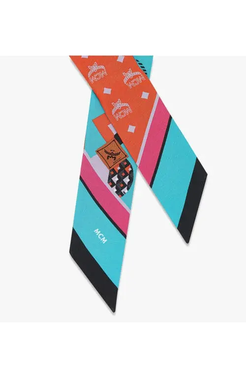 Mcm Monogram Print Petite Scarf In Organic Silk