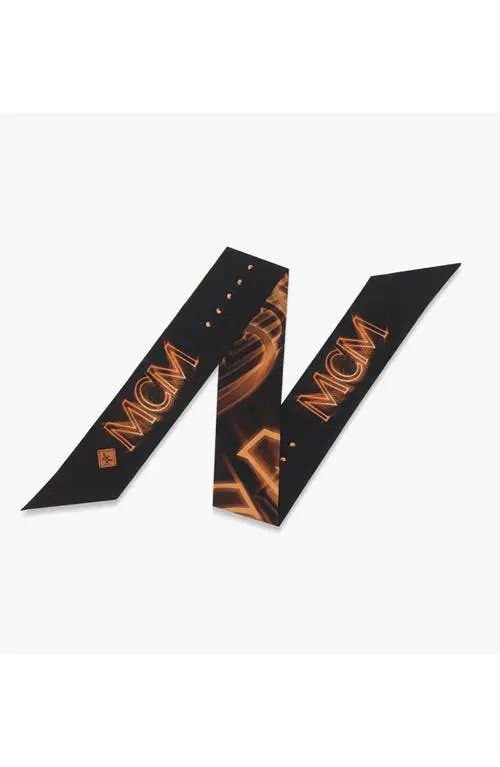 Mcm M50 Logo Petite Silk Scarf - Black