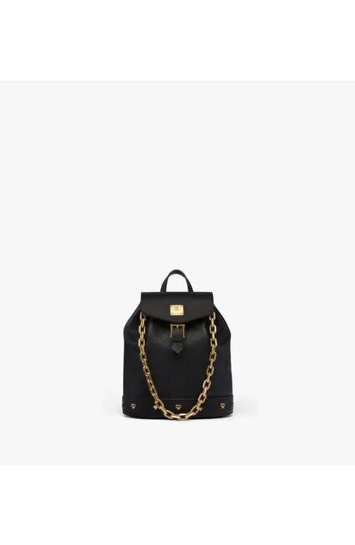 Mcm Mini Pina Drawstring Backpack In Studded Calfskin - Black
