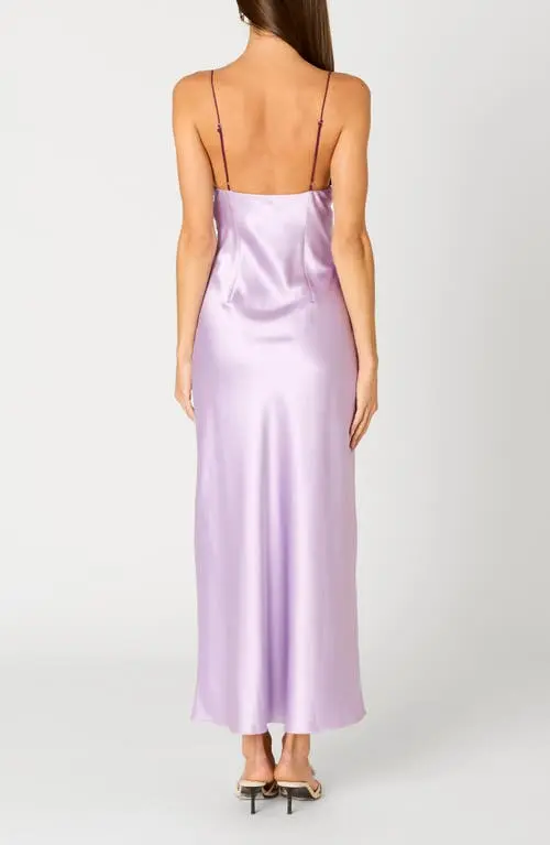 NIA Camille Satin Midi Slipdress With Ruffled Bust