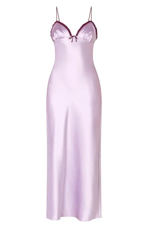 NIA Camille Satin Midi Slipdress With Ruffled Bust