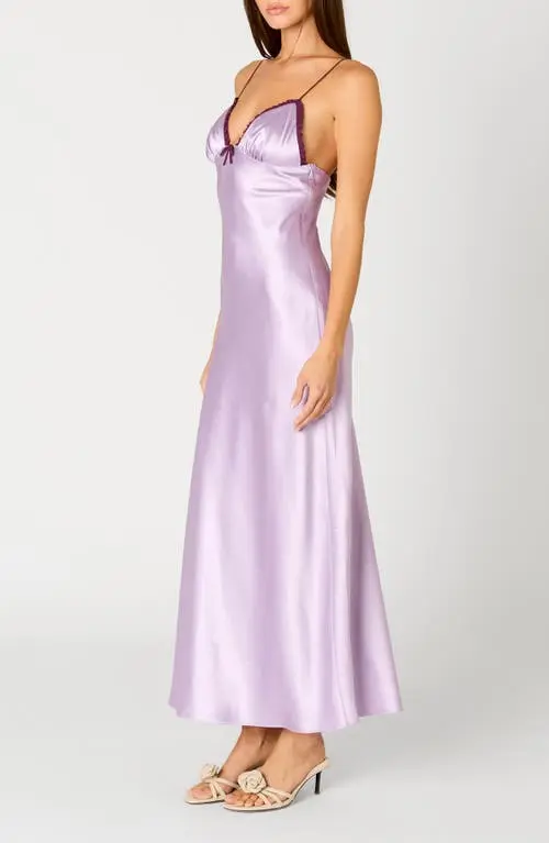NIA Camille Satin Midi Slipdress With Ruffled Bust