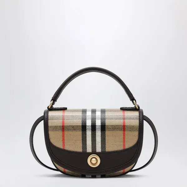 Burberry Highlands Mini Bag In Cotton And Linen - Cream