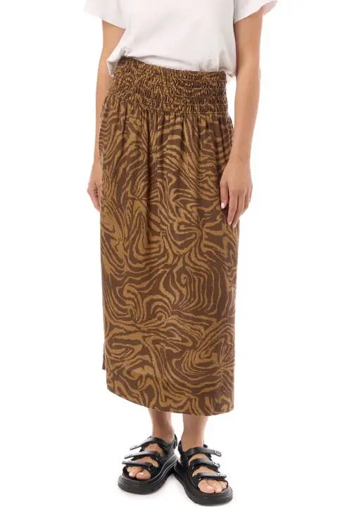 Equipment Smocked Waist Linen Skirt - Brown Zebra