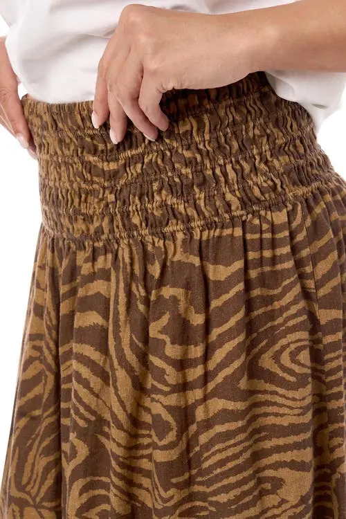 Equipment Smocked Waist Linen Maxi Skirt