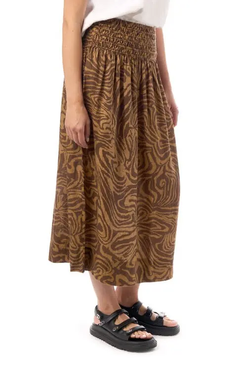 Equipment Smocked Waist Linen Maxi Skirt