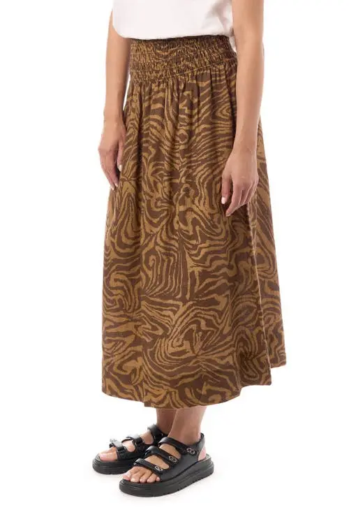 Equipment Smocked Waist Linen Maxi Skirt