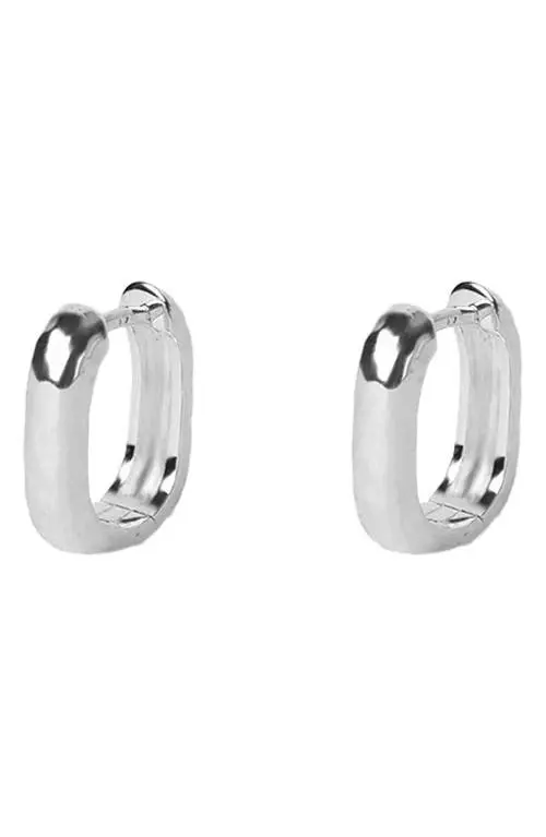 Argento Vivo Hammered Oval Huggie Hoop Earrings - Silver