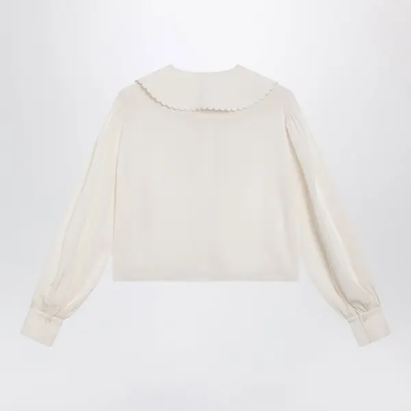 Chloé Silk Crêpe De Chine Puff Sleeve Blouse - White
