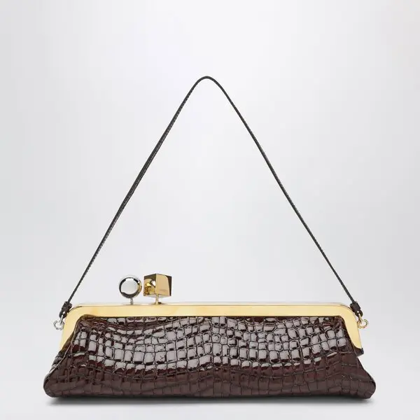 Jacquemus La Pochette Salon Pouch In Crocodile-embossed Leather - Brown