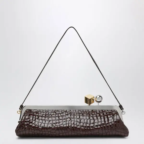 Jacquemus La Pochette Salon Pouch In Crocodile-embossed Leather - Brown