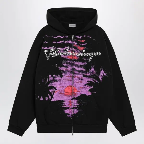 Balenciaga Zip-up Hoodie Dream Surfer In Cotton Fleece - Black