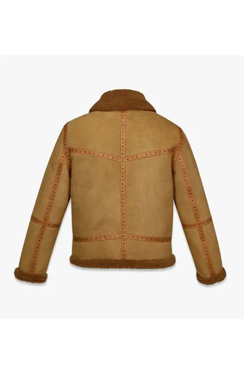 Mcm Jacket In Suede Shearling And Monogram Print Leather