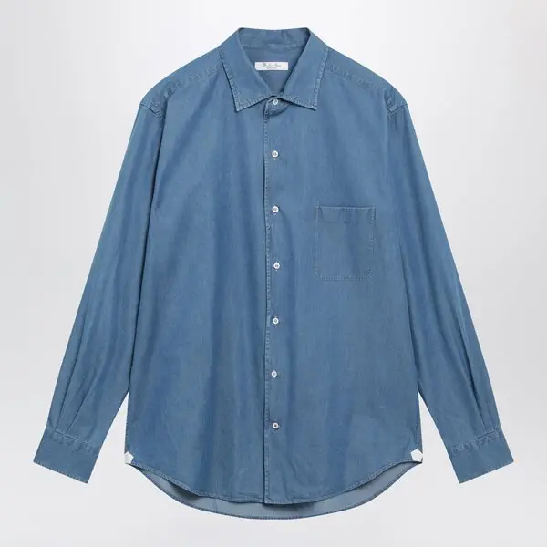Loro Piana Andre Cotton Denim Shirt In Super Stone Washed - Blue