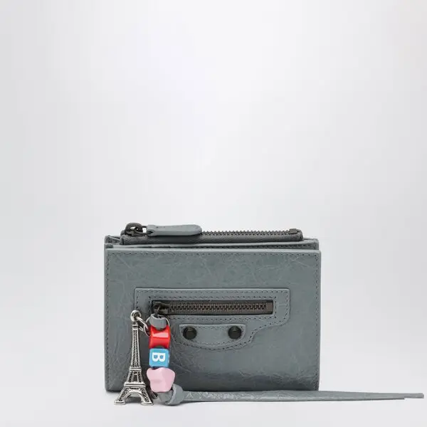 Balenciaga Le City Bifold Lambskin Wallet In -grey - Blue