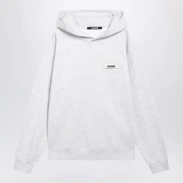 Jacquemus Grey Hoodie With Grosgrain Logo - Gray