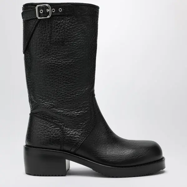 Dries Van Noten Leather Biker Boots - Black