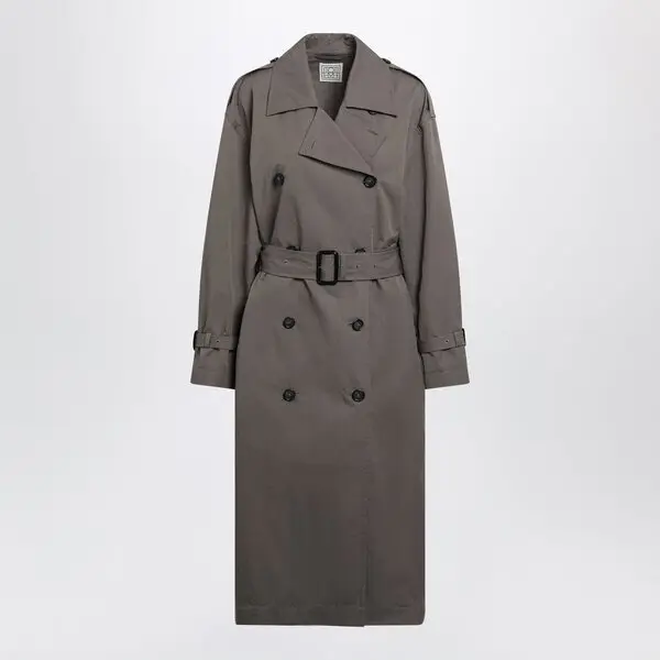 TOTEME Double-breasted Cotton-blend Trench Coat - Gray