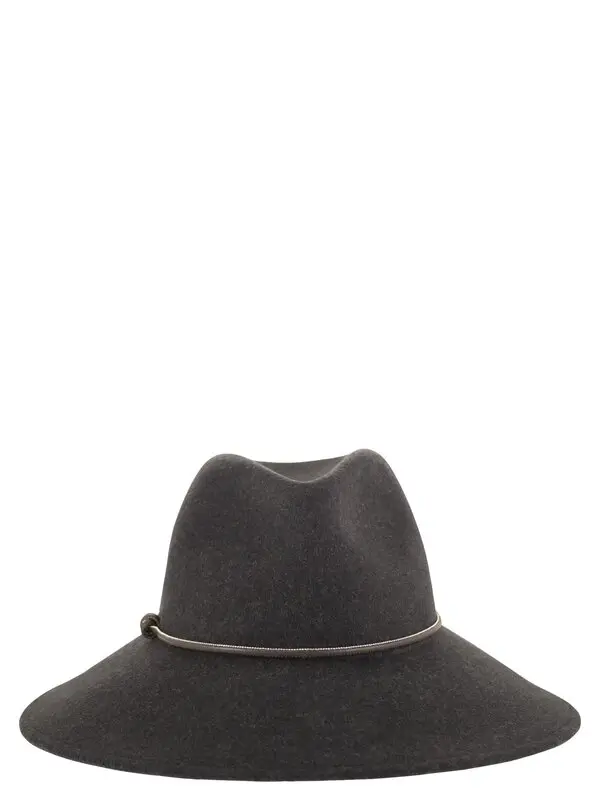 Peserico Wool Felt Hat With Leather Trim And Metal Cord Detail - Multicolor