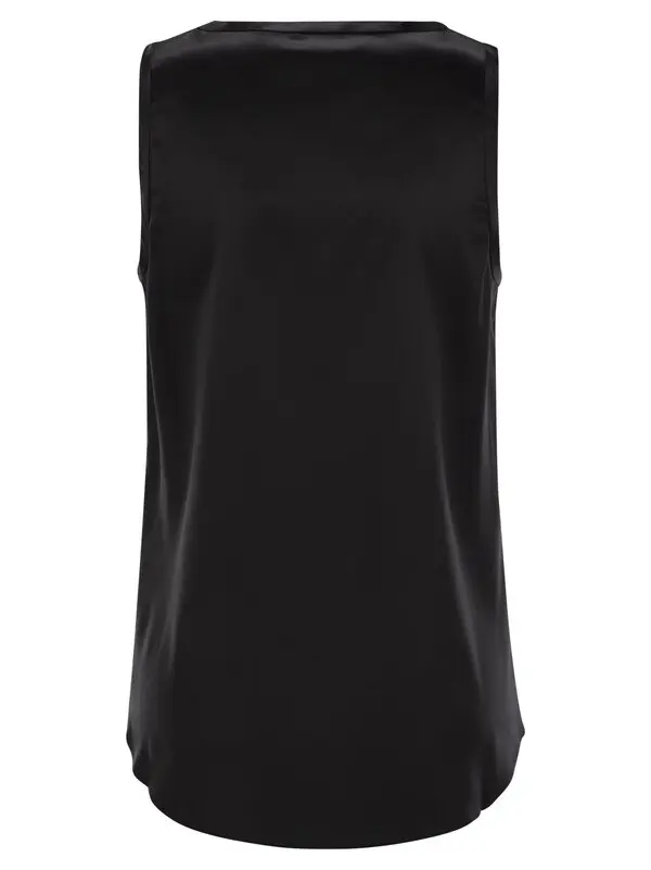 Brunello Cucinelli Stretch Silk Satin Top - Black
