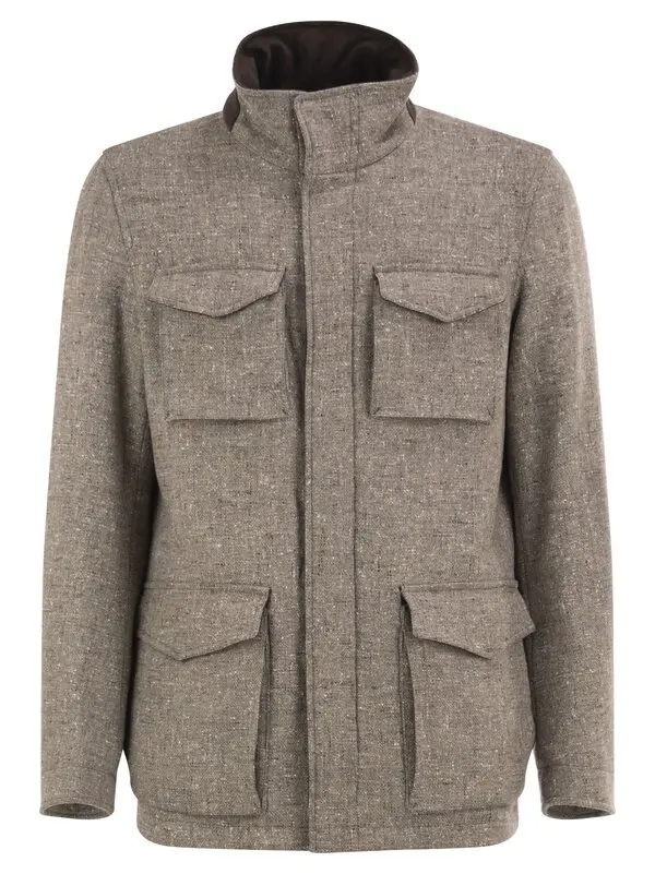 Herno Virgin Wool Field Jacket With Concealed Hood