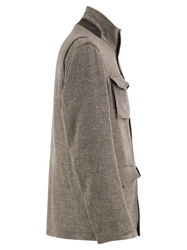Herno Virgin Wool Field Jacket With Concealed Hood