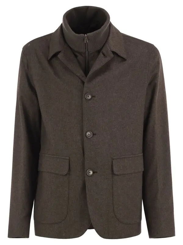 Herno Silk And Cashmere Tailored Jacket With Removable Inner Bib