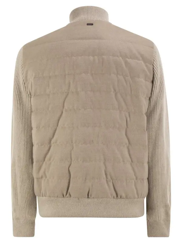 Herno Quilted Knit And Fabric Jacket With High Collar