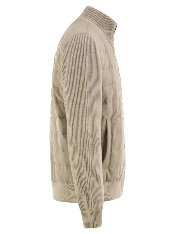 Herno Quilted Knit And Fabric Jacket With High Collar