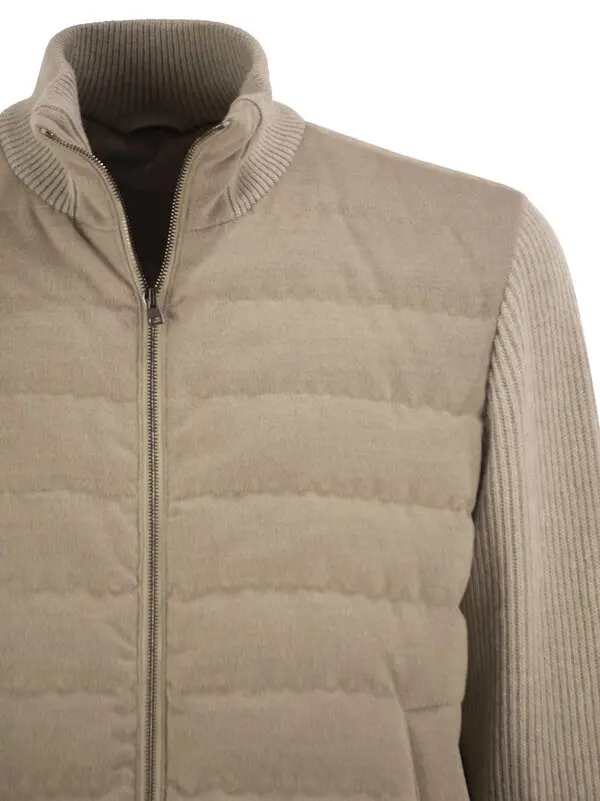 Herno Quilted Knit And Fabric Jacket With High Collar