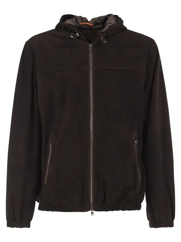 Herno Suede Goatskin Hooded Jacket