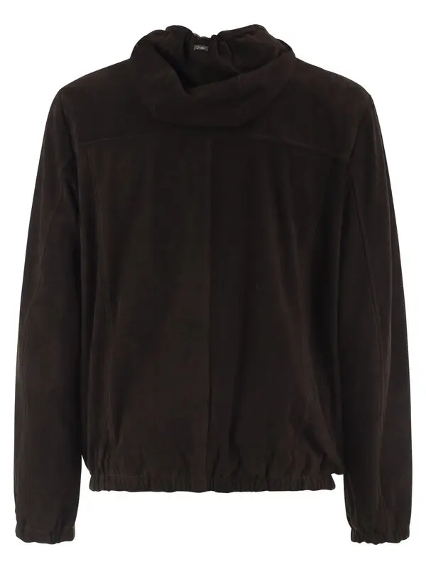 Herno Suede Goatskin Hooded Jacket - Brown