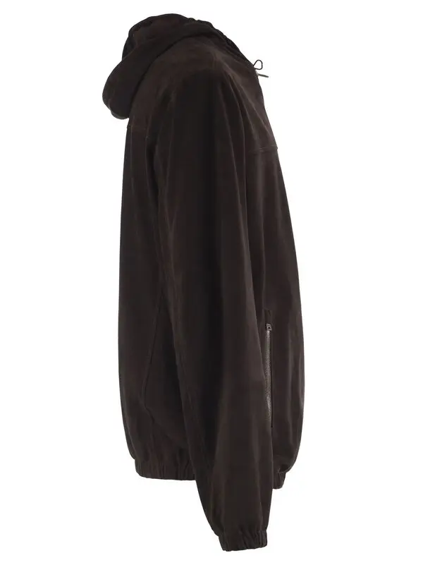 Herno Suede Goatskin Hooded Jacket - Brown