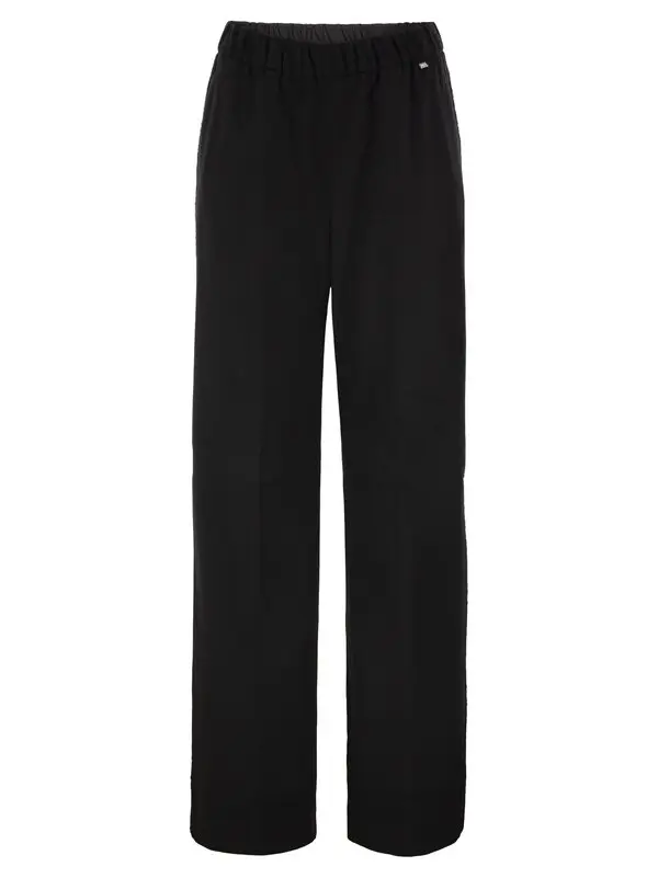 Herno Wide-leg Flannel-effect Trousers With Elasticated Waistband - Black