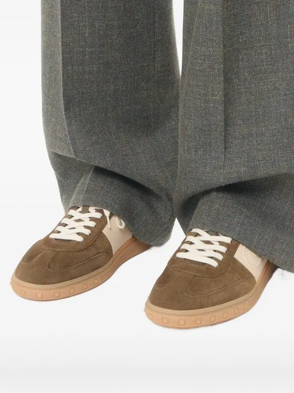 Valentino Garavani Suede And Leather Paneled Sneakers