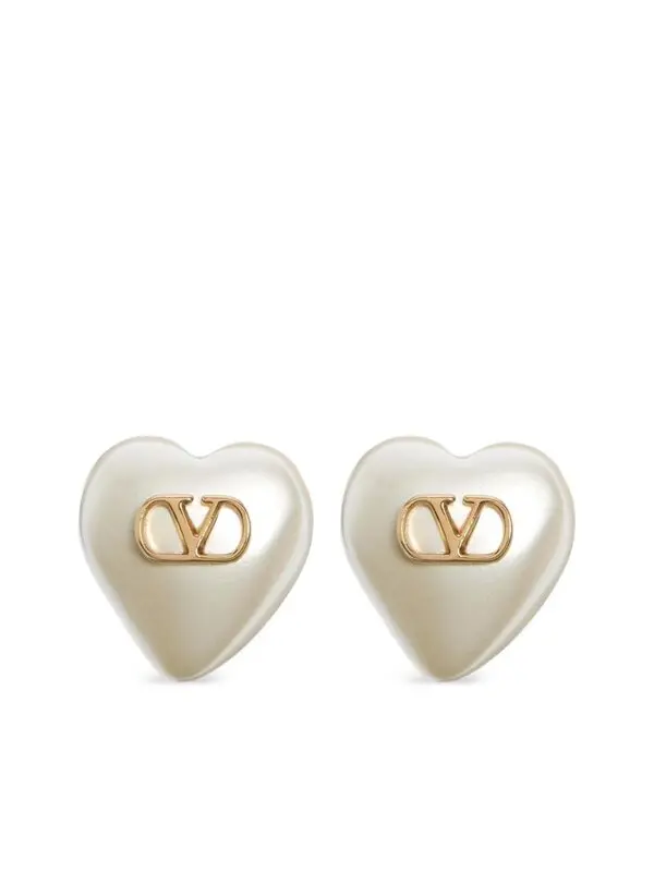 Valentino Garavani Vlogo Signature Pearl Heart Stud Earrings - Multicolor