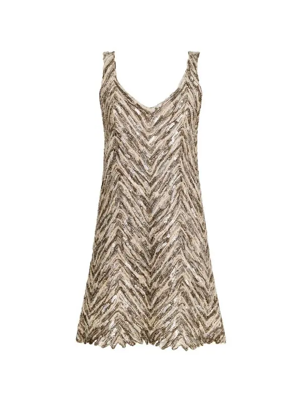 Brunello Cucinelli Chevron Sequin Embellished Dress - Multicolor
