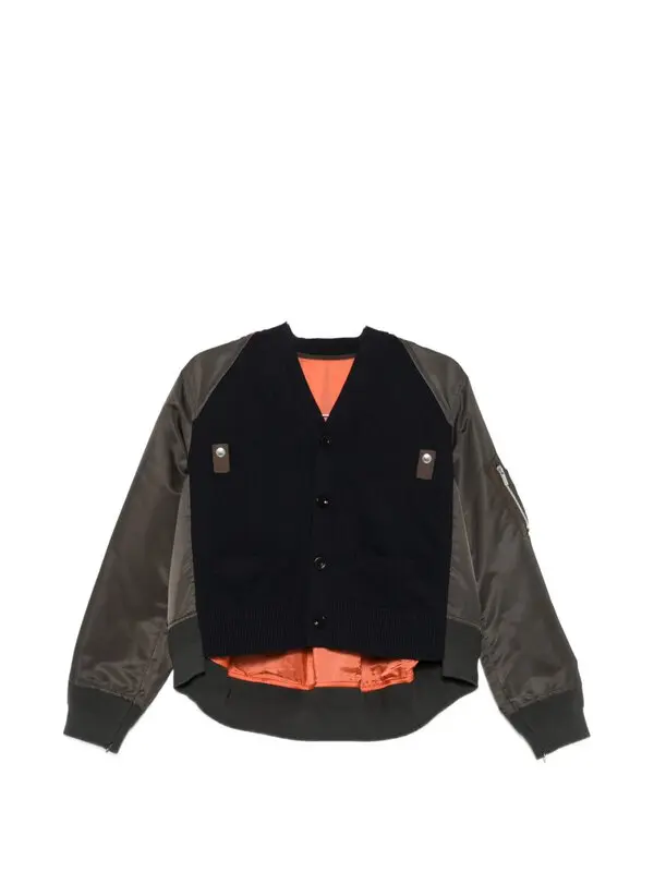 Sacai Ribbed Knit And Bomber Jacket Hybrid - Multicolor