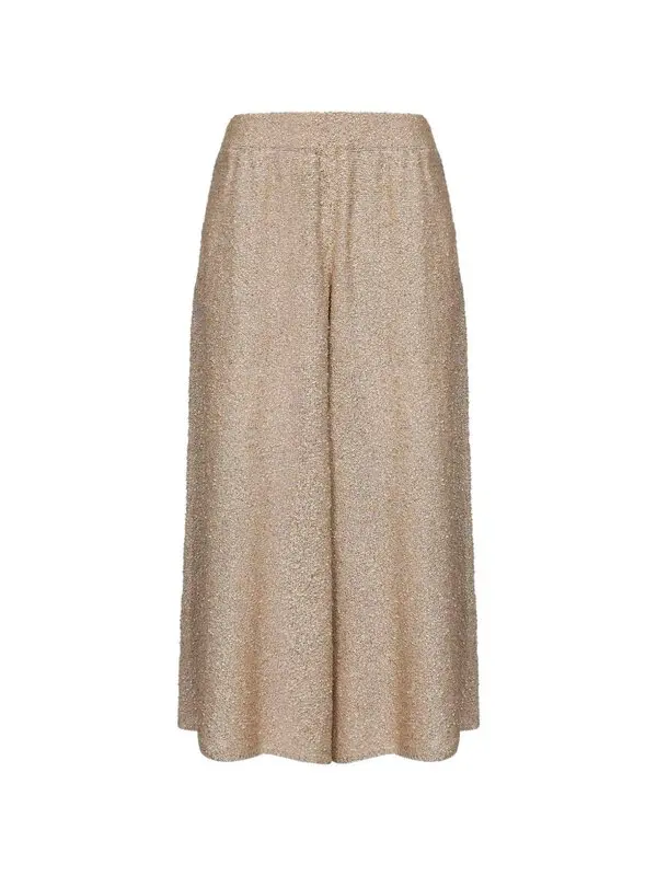 Brunello Cucinelli Gold Sequin-embroidered Wide Leg Cropped Trousers