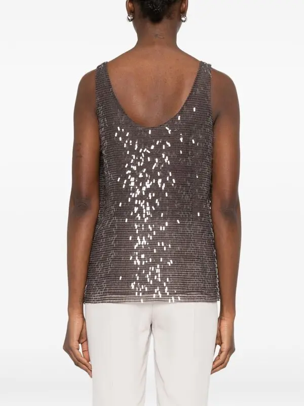 Brunello Cucinelli Sleeveless Embellished Scoop Neck Top