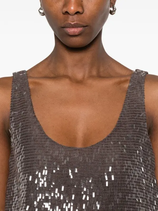 Brunello Cucinelli Sleeveless Embellished Scoop Neck Top