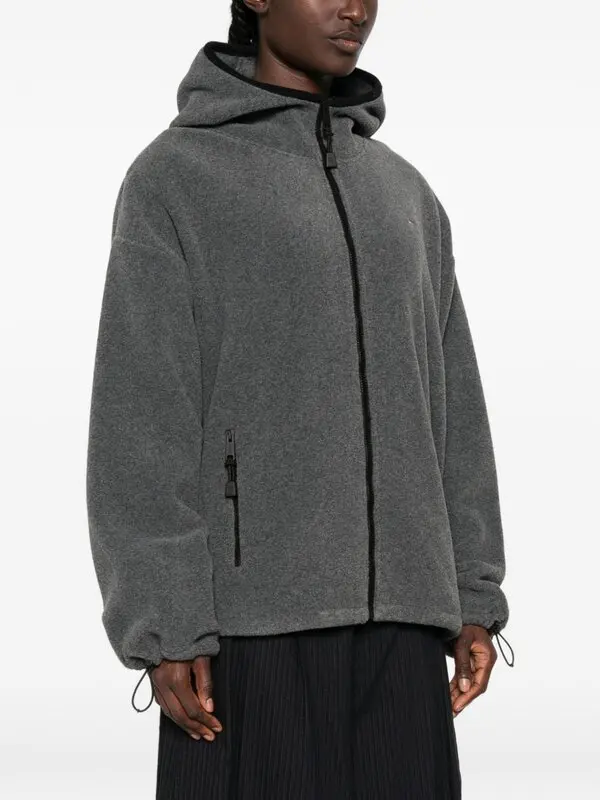 Miu Miu Fleece Blouson Jacket With Embroidered Logo And Drawstring Hem