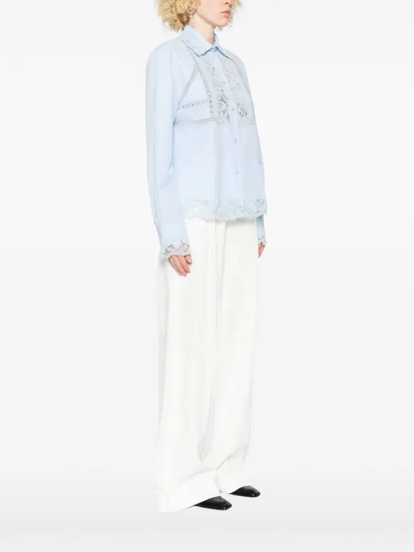 ERMANO SCERVINO Ermanno Scervino Embroidered Cotton Shirt With Lace Trim
