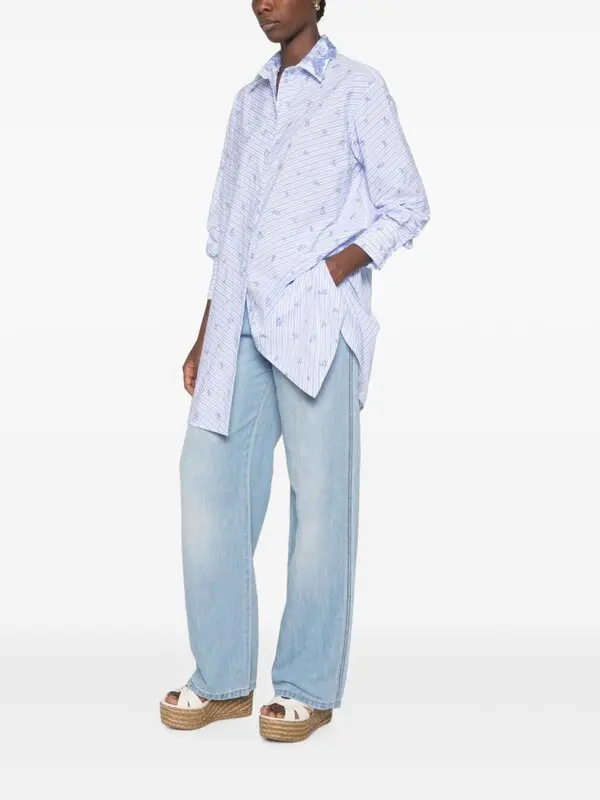 ERMANO SCERVINO Ermanno Scervino Oversized Striped Shirt With Lace Collar