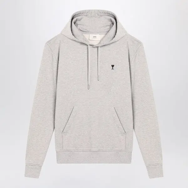 AMI Paris Grey De Coeur Hoodie - Gray