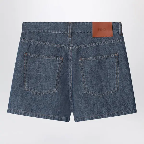 Fendi Denim Shorts With Logo Detail - Blue