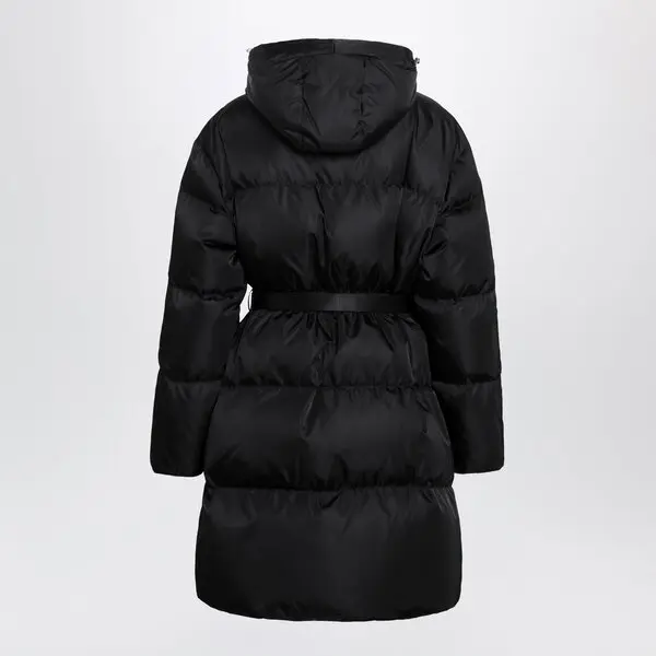 Prada Re-nylon Long Down Jacket With Belt Bag
